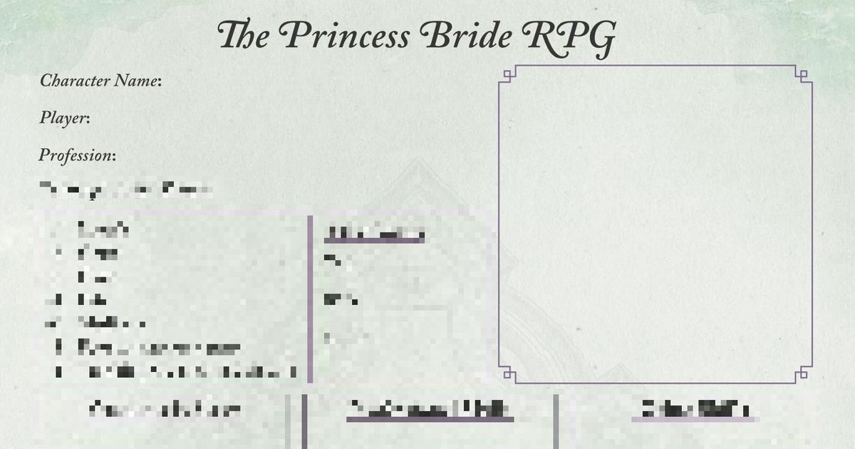 The Princess Bride Character Sheet Rpg Item Rpggeek 