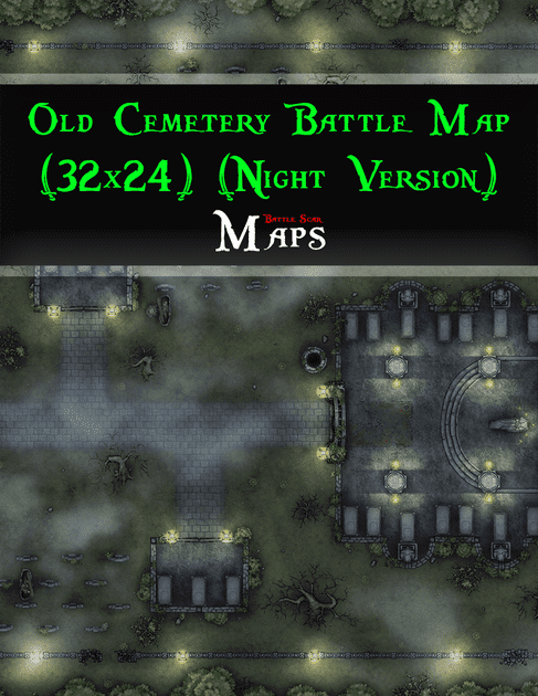 Old Cemetery Battle Map (32x24) (Night Version) | RPG Item | RPGGeek