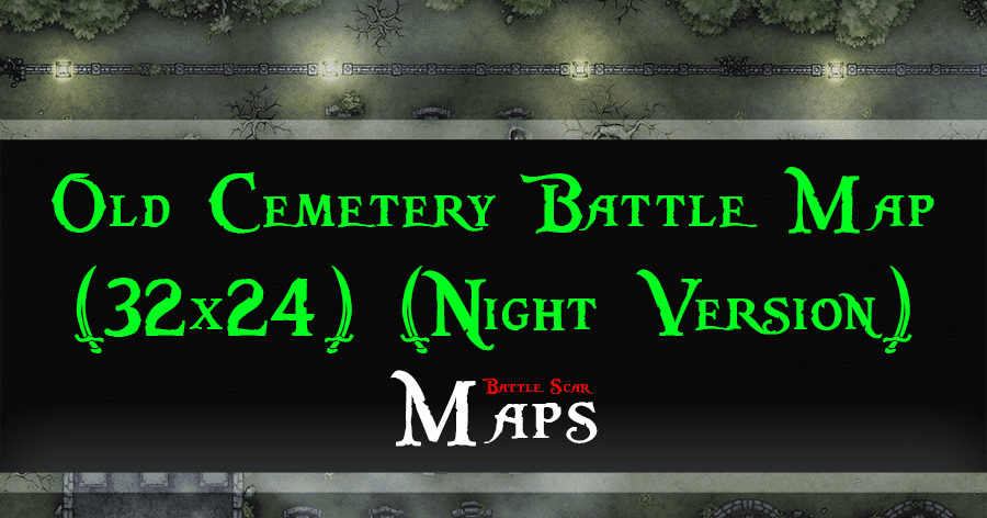 Old Cemetery Battle Map (32x24) (Night Version) | RPG Item | RPGGeek