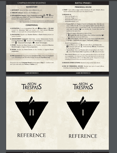 Player Aid Cards (A6 sized) | Aeon Trespass: Odyssey