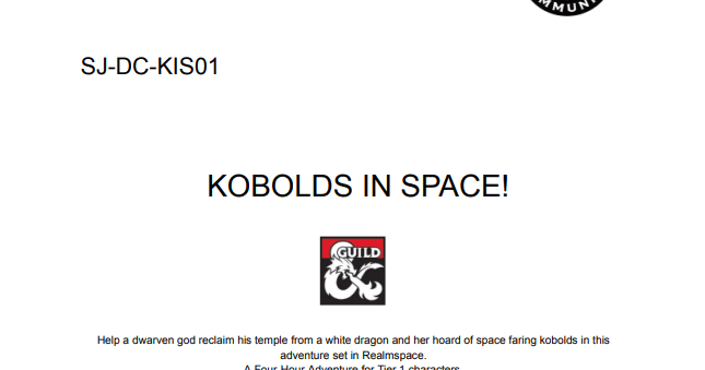 SJ-DC-KIS01: Kobolds in Space! | RPG Item | RPGGeek