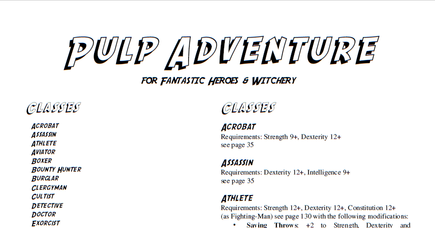 Pulp Adventure for Fantastic Heroes & Witchery | RPG Item | RPGGeek