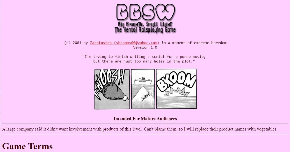 BBSW: Big Breasts, Small Waist - The Hentai Roleplaying Game | RPG Item ...