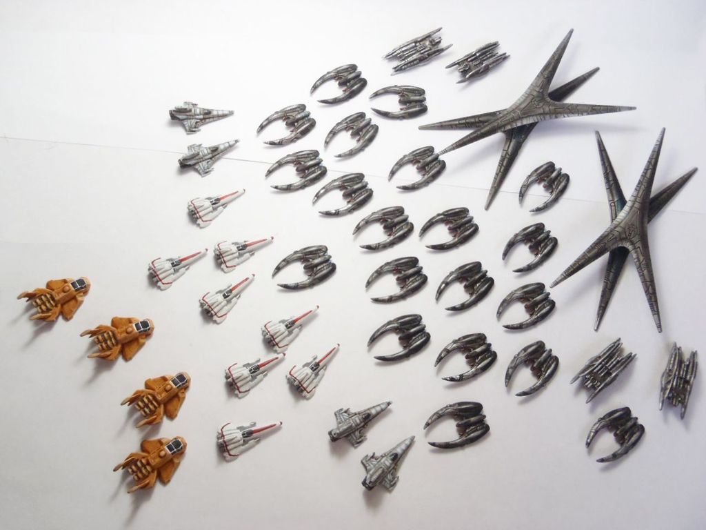 BSG and expansions painted. | Battlestar Galactica: The Board Game