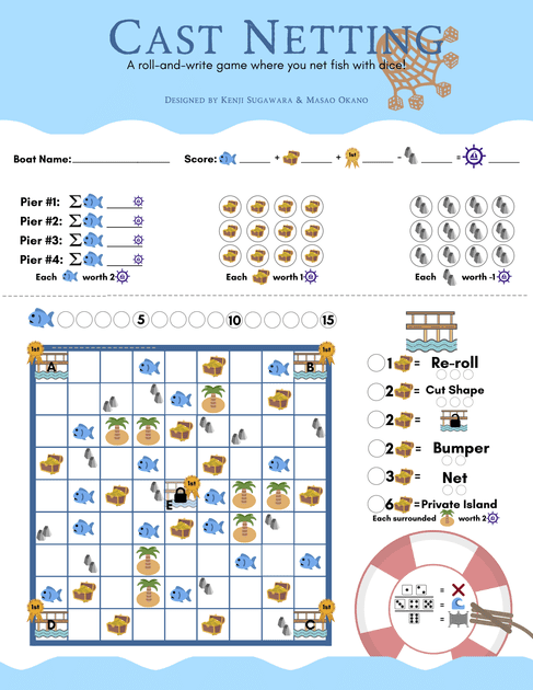 Print and Play: Cast Netting | Juegos Roll & Write | BoardGameGeek