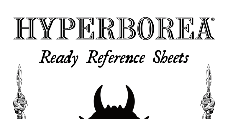 Hyperborea Ready Reference Sheets | RPG Item | RPGGeek