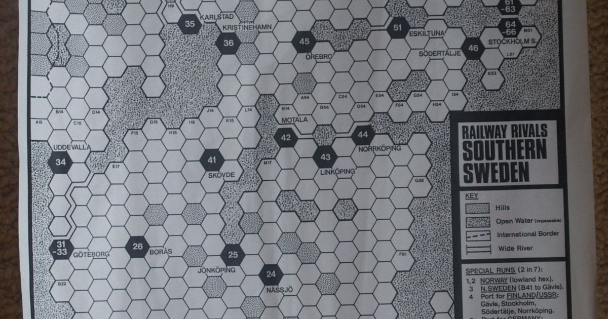 Railway Rivals Map SWE: Southern Sweden | Board Game | BoardGameGeek