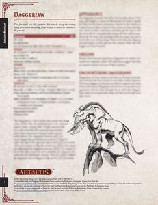 Aetaltis Bestiary Collection: Daggerjaw | RPG Item | BoardGameGeek