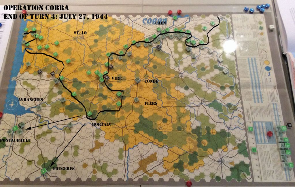 Front Line Map Of Allied Operation Cobra