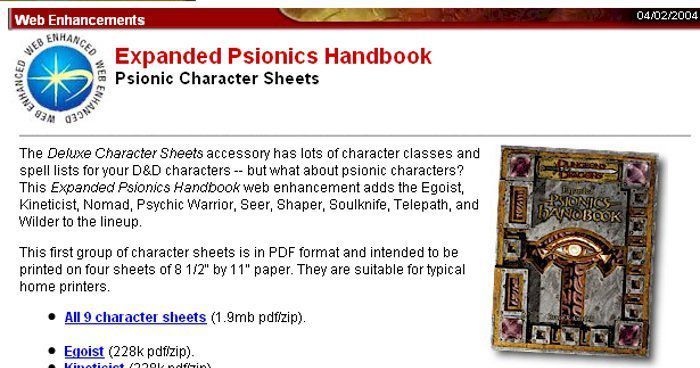 Expanded Psionics Handbook: Psionic Character Sheets | RPG Item | RPGGeek