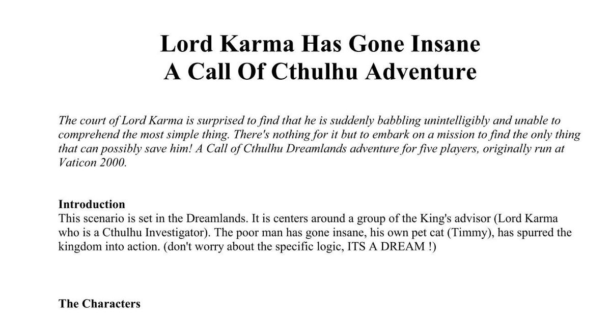 Lord Karma has Gone Insane | RPG Item | BoardGameGeek