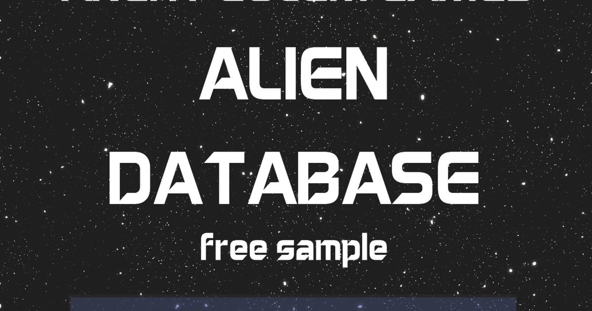 Alien Database - Free Sample | RPG Item | BoardGameGeek