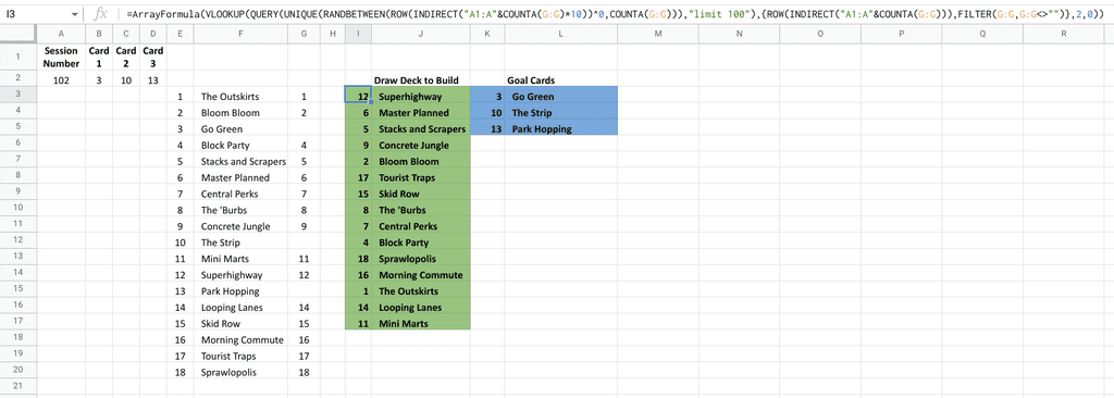 Pete Boteman's Board Game Spreadsheet Builds