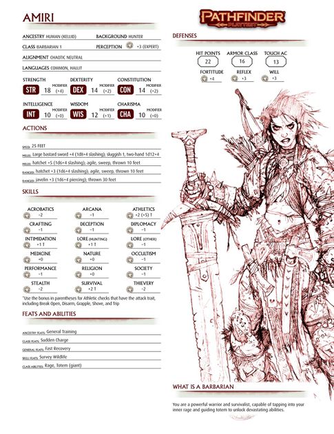 Pathfinder Playtest: Pregenerated Characters | RPG Item | RPGGeek