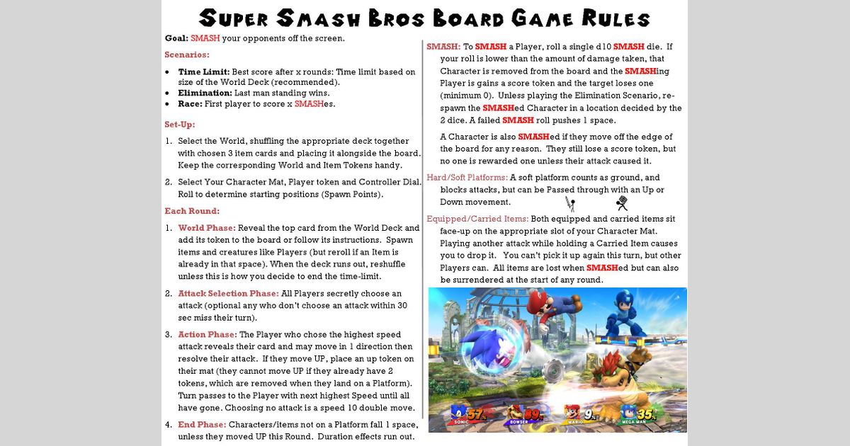 Instructions for SSBBG | Super Smash Bros Board Game!?! | BoardGameGeek