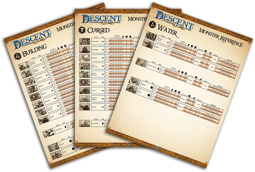 Descent 2nd Ed Monster Reference | Descent: Journeys in the Dark ...