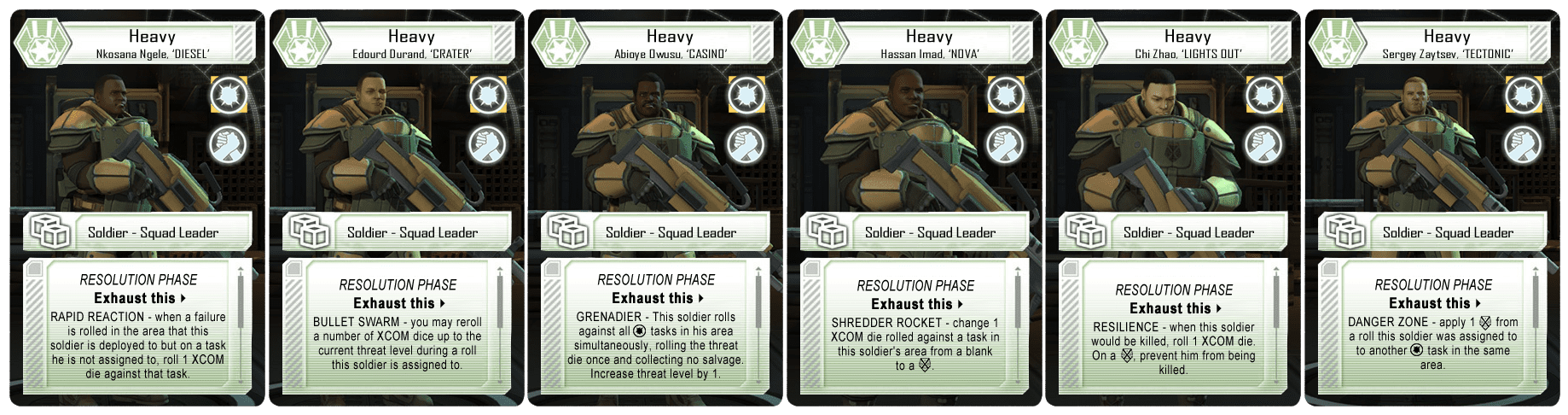 Unique Soldier cards | XCOM: The Board Game | BoardGameGeek