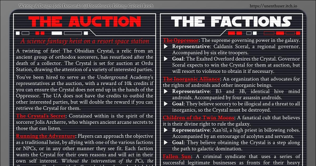 The Auction | RPG Item | RPGGeek