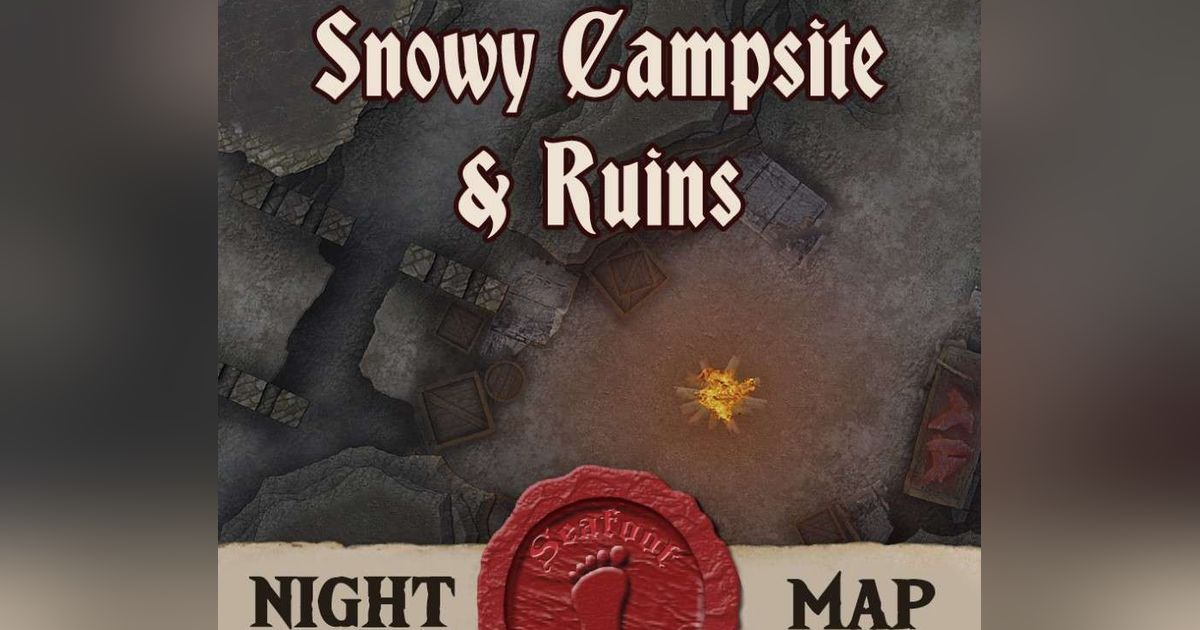 Snowy Campsite & Ruins Night Map | RPG Item | RPGGeek