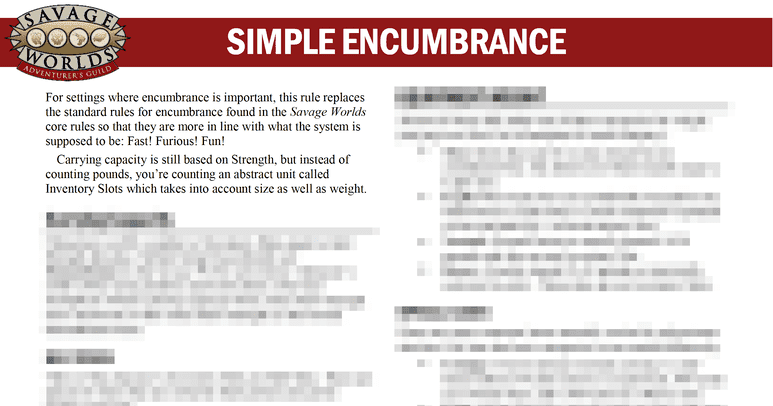 Simple Encumbrance | RPG Item | RPGGeek