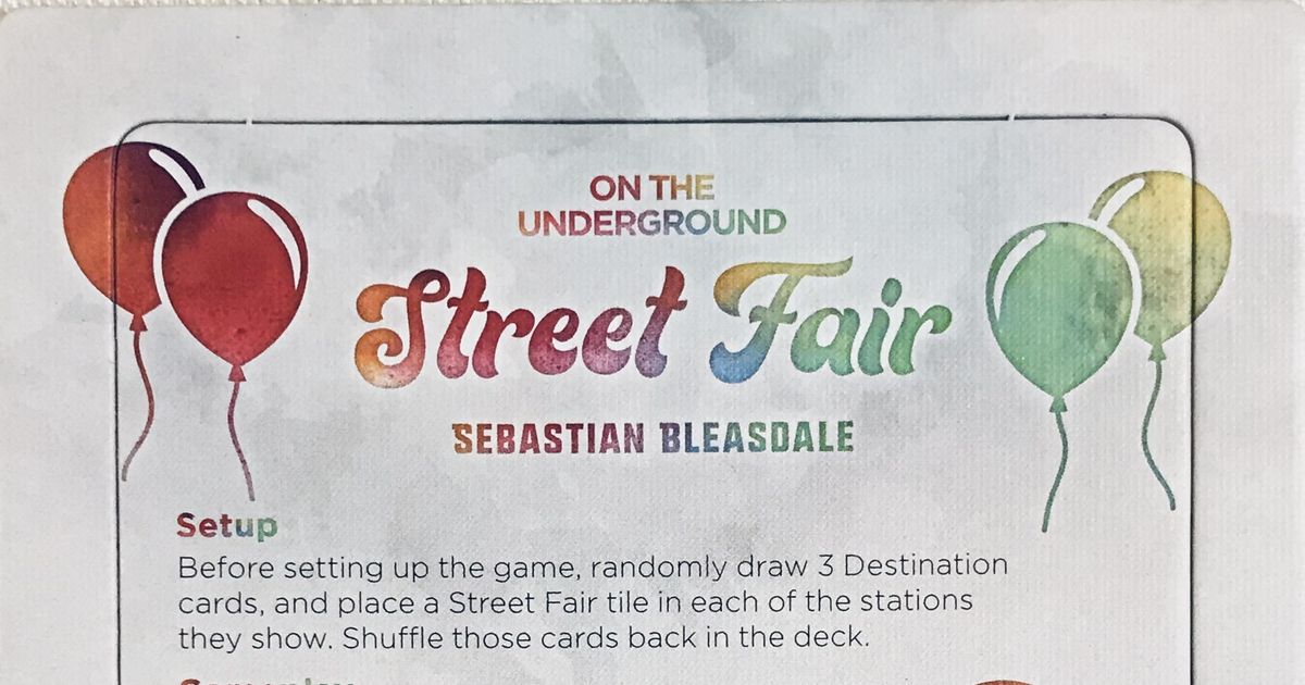 On the Underground: Street Fair | Board Game | BoardGameGeek