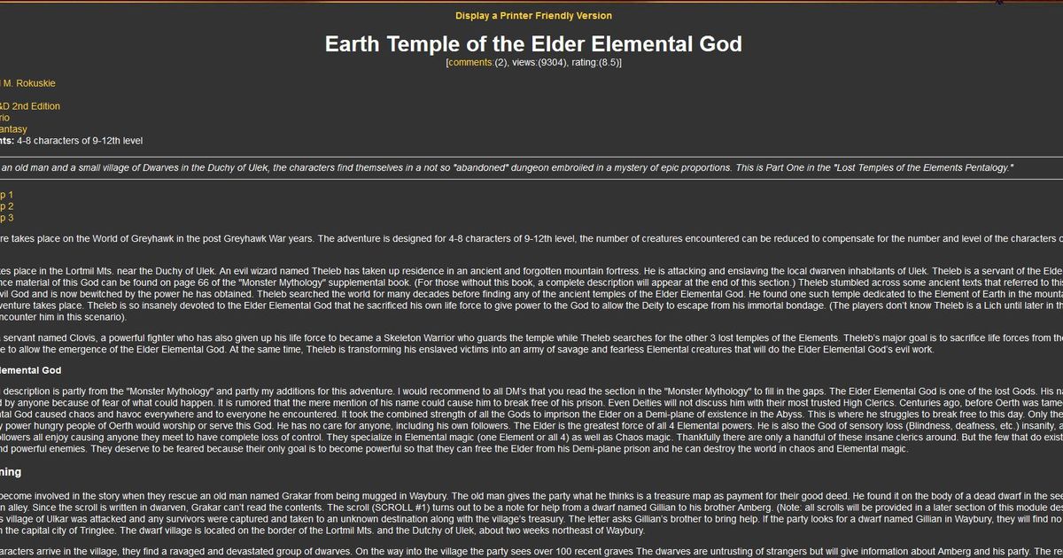 EE1: Earth Temple of the Elder Elemental God | RPG Item | RPGGeek