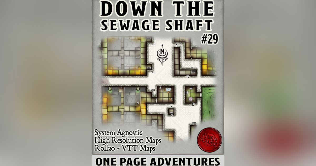 One Page Dungeons #29: Down the Sewage Shaft | RPG Item | RPGGeek