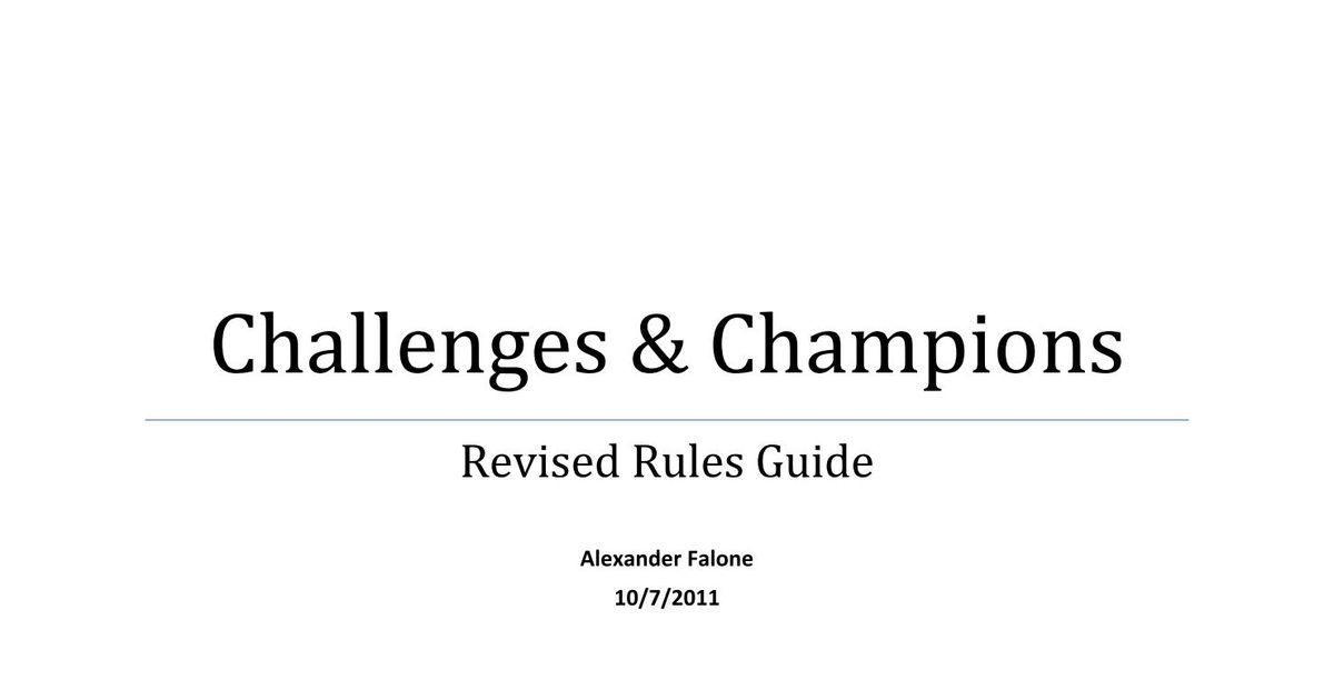Challenges & Champions Revised Rules Guide | RPG Item | BoardGameGeek