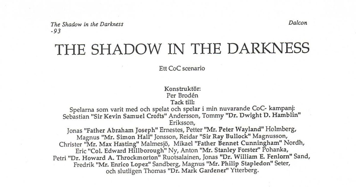 The Shadow in the Darkness | RPG Item | RPGGeek