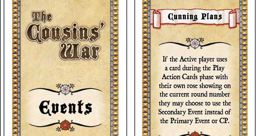 The Cousins' War: Events | Board Game | BoardGameGeek