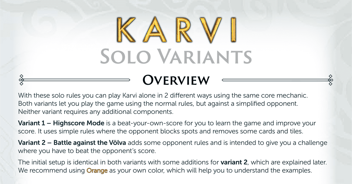 Karvi: Solo | Board Game | BoardGameGeek