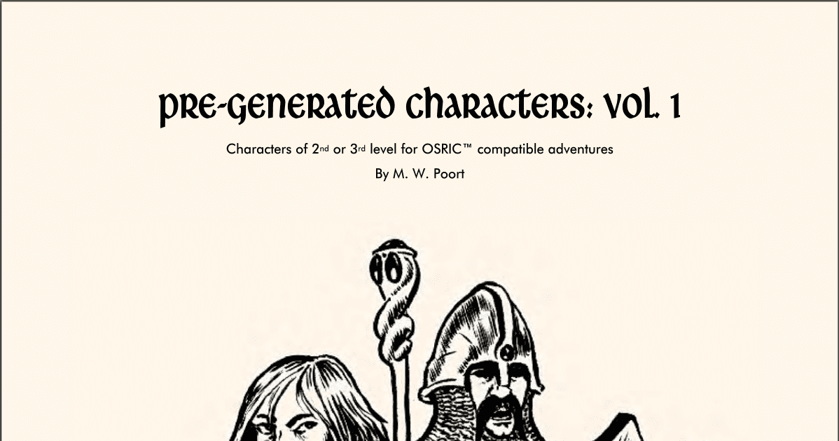 Pre-Generated Characters: Vol. 1 | RPG Item | RPGGeek