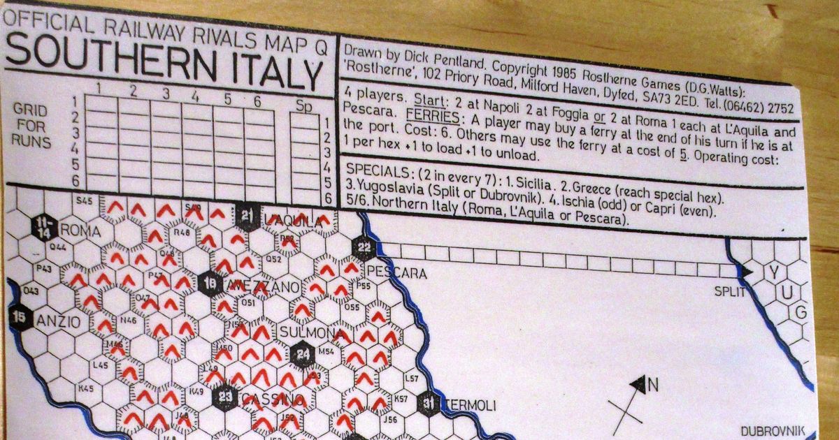 Railway Rivals Map Q: Southern Italy | Board Game | BoardGameGeek