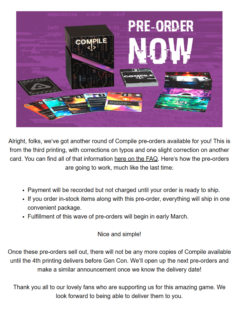 Compile errata pack with cards | Compile: Main 1