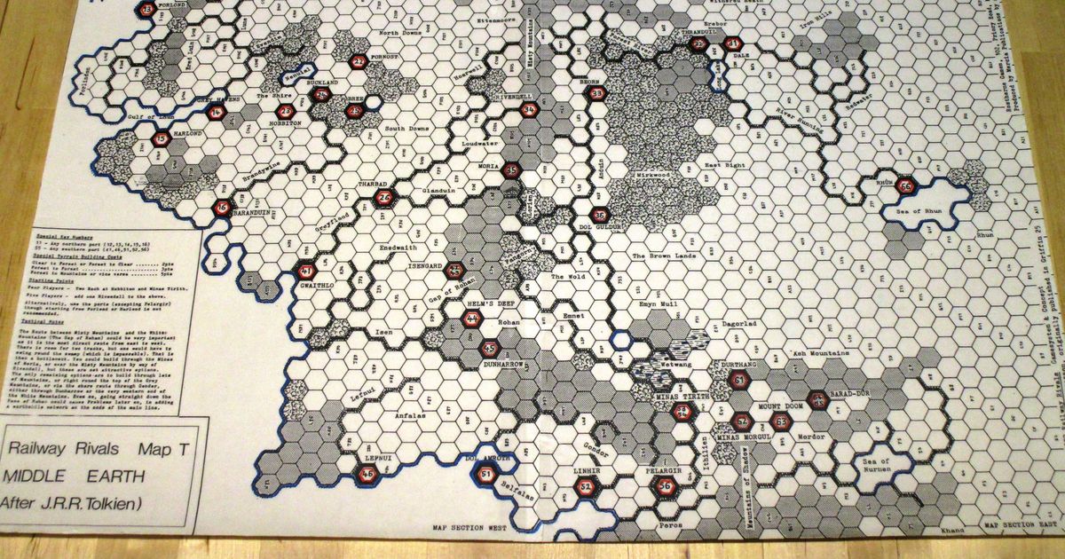 Railway Rivals Map T: Middle Earth | Board Game | BoardGameGeek