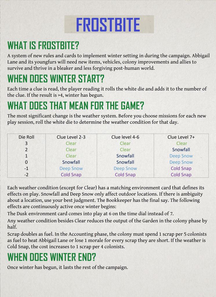 Frostbite: An Aftermath Expansion | Aftermath