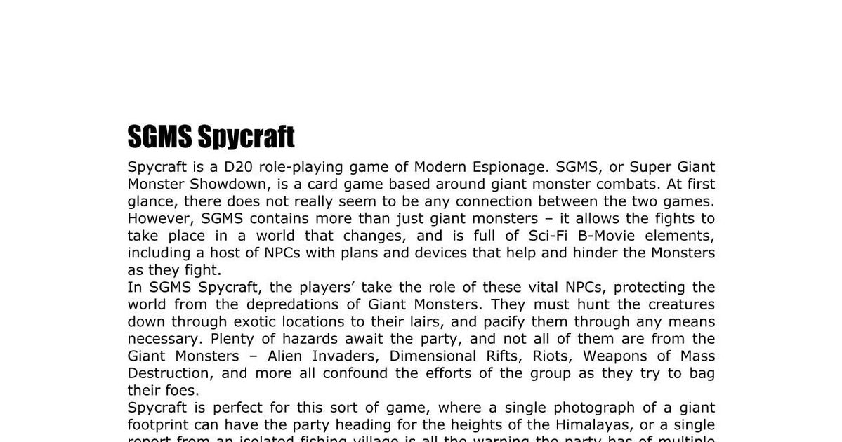 SGMS Spycraft | RPG Item | BoardGameGeek