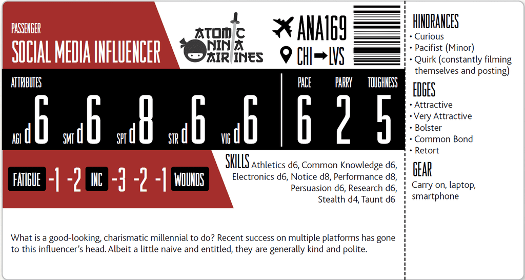 SWADE Character Sheet Geeklist - Flight of the Living Dead