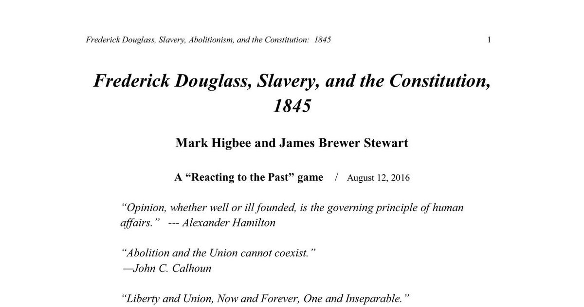 Frederick Douglass, Slavery, and the Constitution, 1845 | RPG Item ...