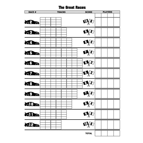 Game Sheets: The Great Races | Juegos Roll & Write | BoardGameGeek
