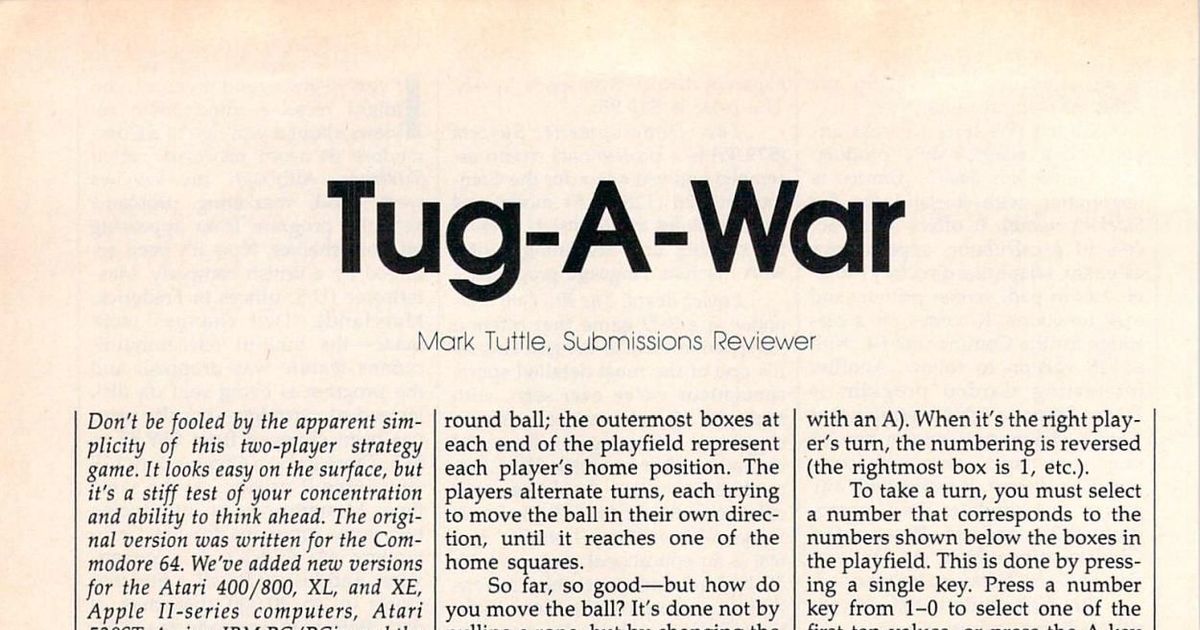 Tug-A-War | Video Game | BoardGameGeek