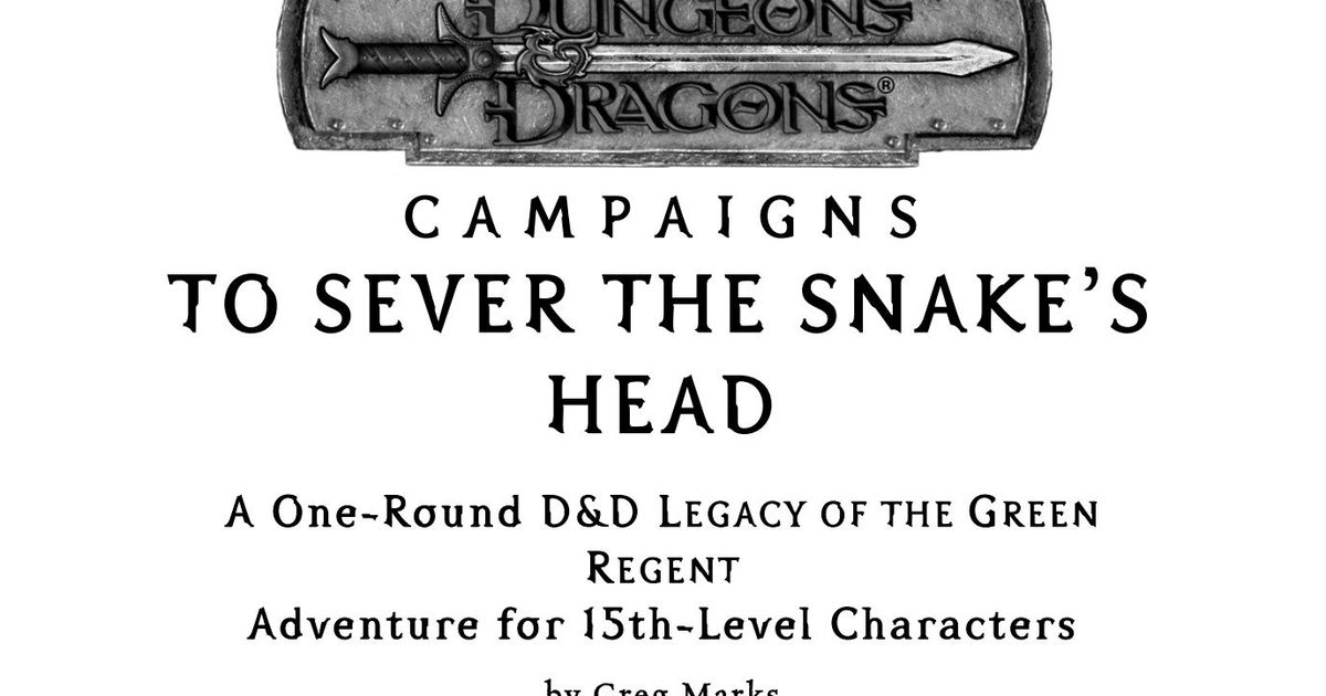 LGR24: To Sever the Snake's Head | RPG Item | RPGGeek