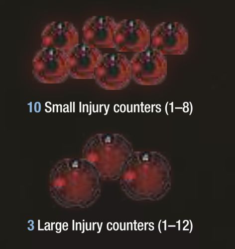 What are the small/large injury counters used for? | Nemesis: Lockdown