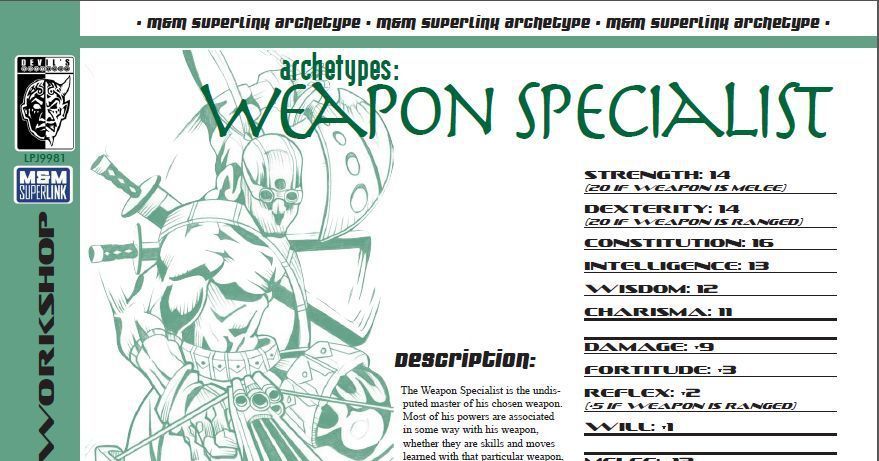 Archetypes: Weapon Specialist | RPG Item | RPGGeek