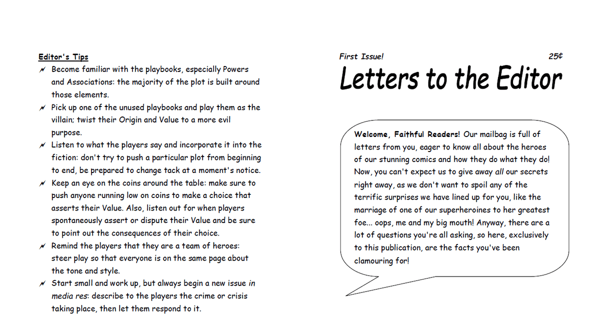 Letters to the Editor | RPG Item | BoardGameGeek