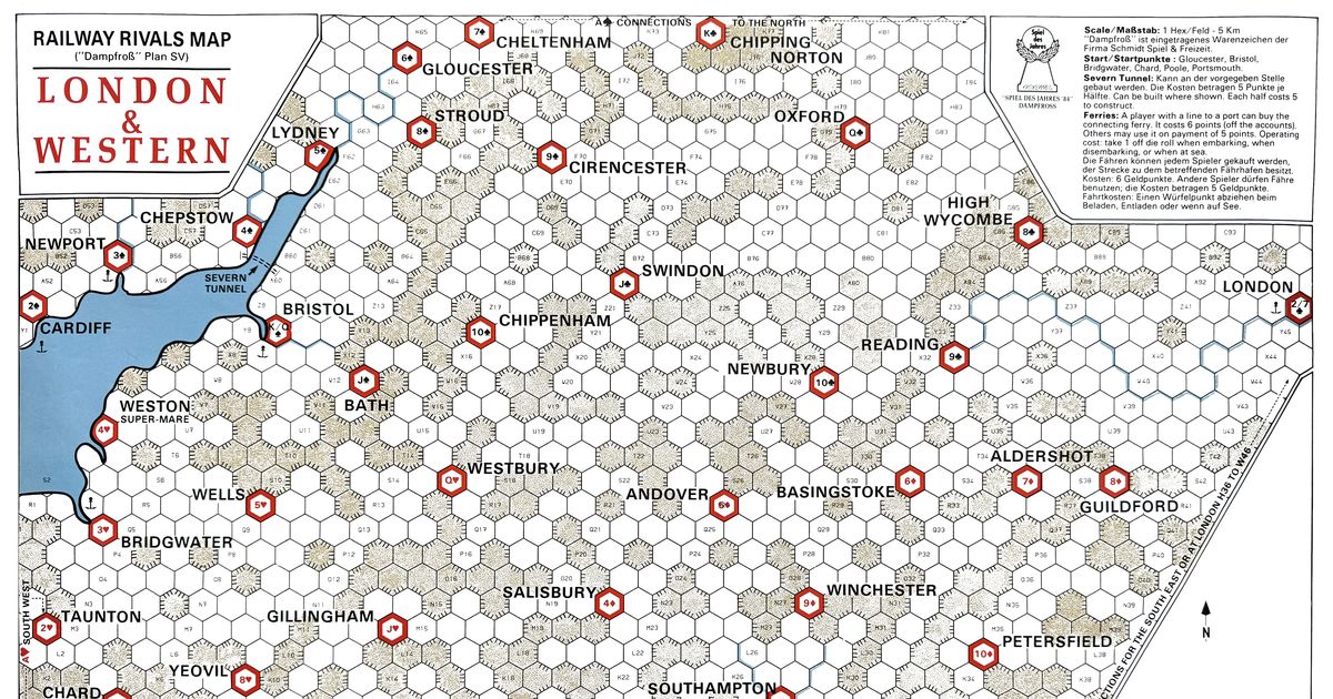 Railway Rivals Map SV: London & Western | Board Game | BoardGameGeek
