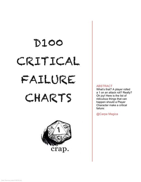 D100 Critical Failure Charts | RPG Item | RPGGeek
