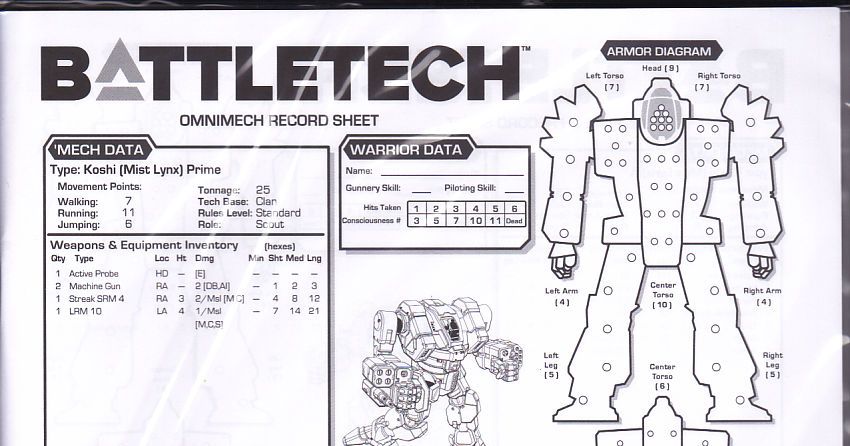 BattleTech: Reinforcements – Record Sheets Book #1 | Board Game ...