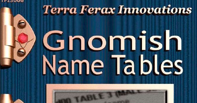 Gnomish Name Tables | RPG Item | RPGGeek