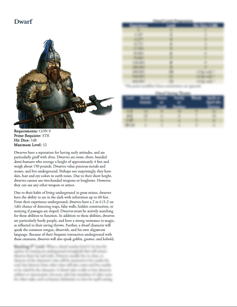 Classes of Fantasy: Dwarf | RPG Item | RPGGeek